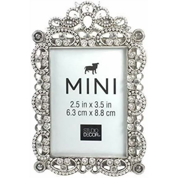 Bejeweled Silver Tone Metal Mini Picture Frame, 2.5" x 3.5" - Walmart.com