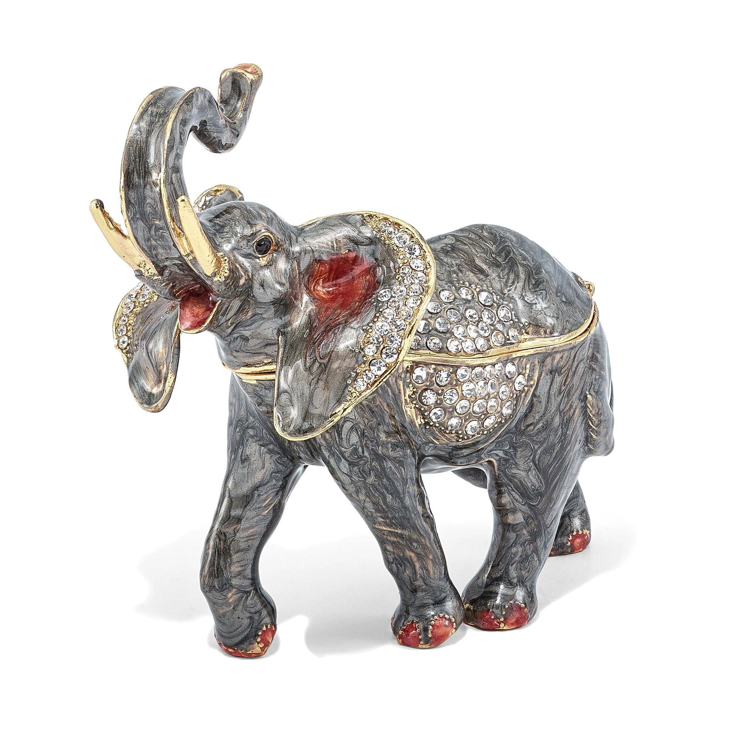 Bejeweled Trumpeting Elephant Trinket Box with Charm Pendant - Walmart.com