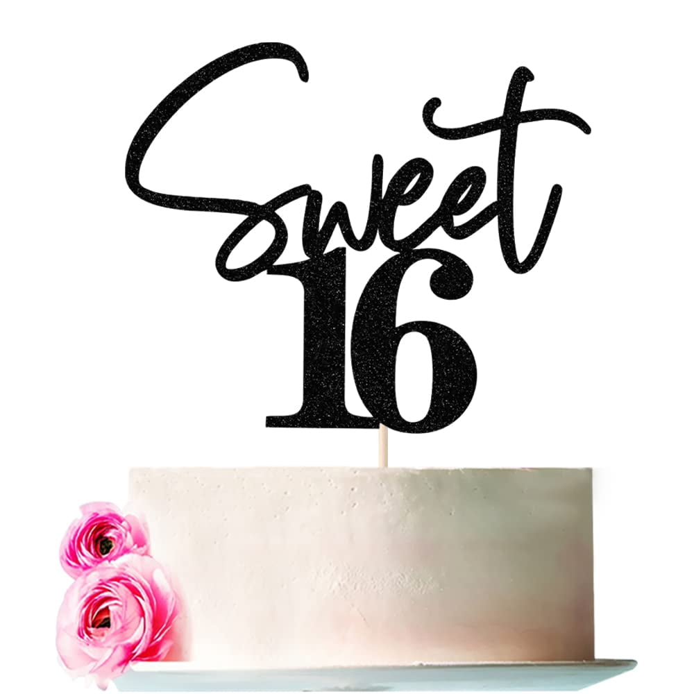 Bejotaa Sweet 16 Cake Toppers - AIS1 Glitter Sweet 16 Birthday Cake ...