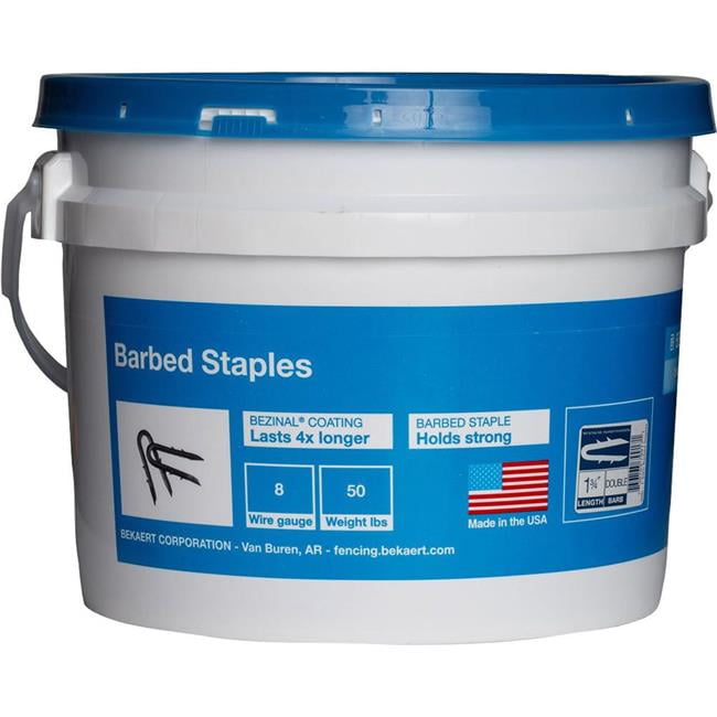 Bekaert 187255 1.25 in. 8 Gauge Barbed Fence Staple Bezinal Coated Bucket - 50 lbs - Walmart.com
