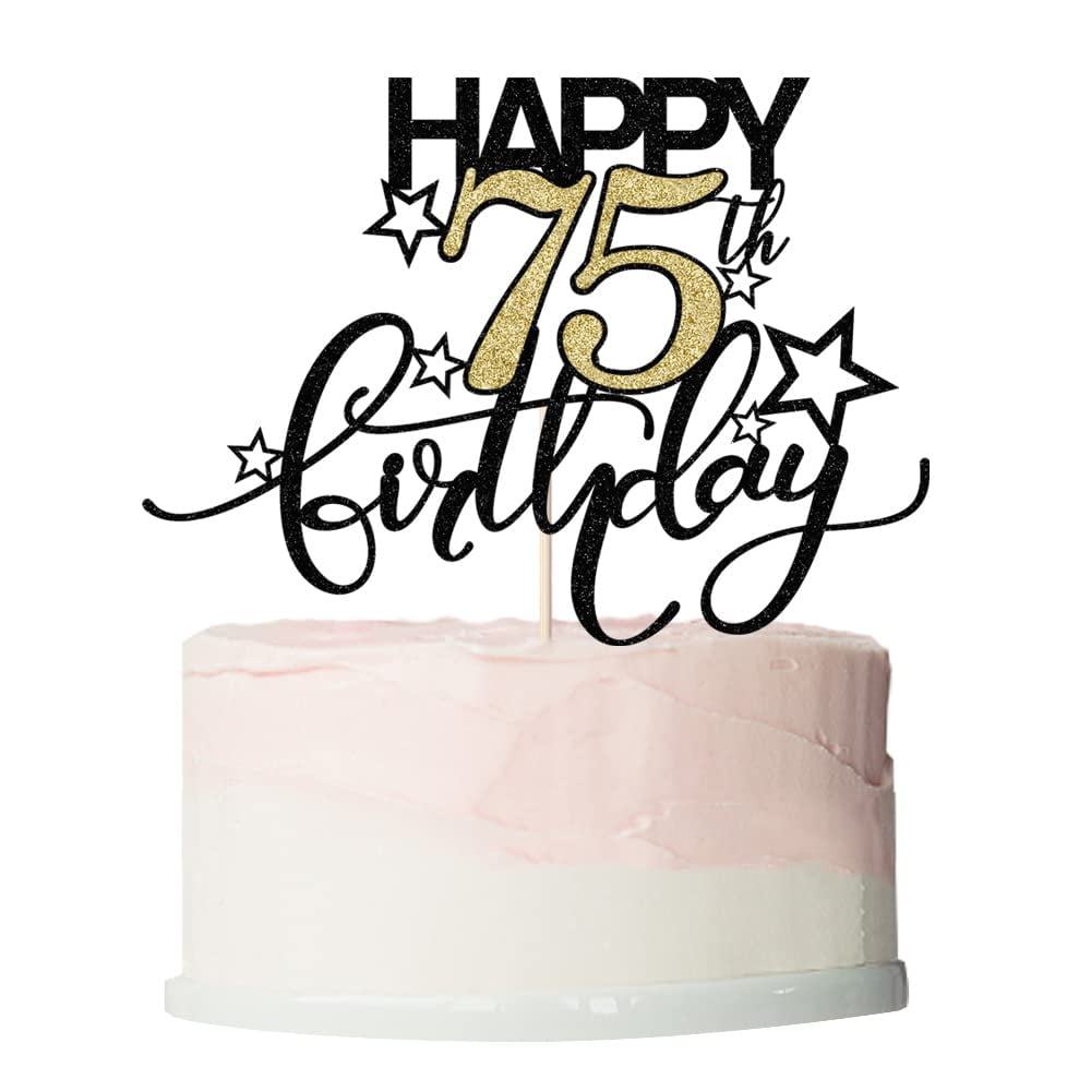 Bekaterea Happy Birthday Cake Topper,Black font BSL1 Golden Numbers ...