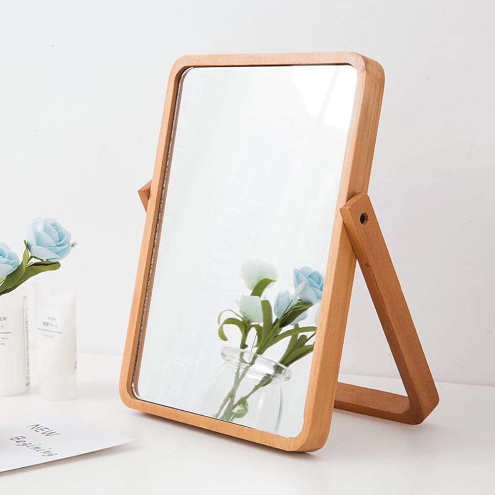 Bekayaa Rectangular Standing Makeup Mirror, Wooden Frame, Adjustable ...