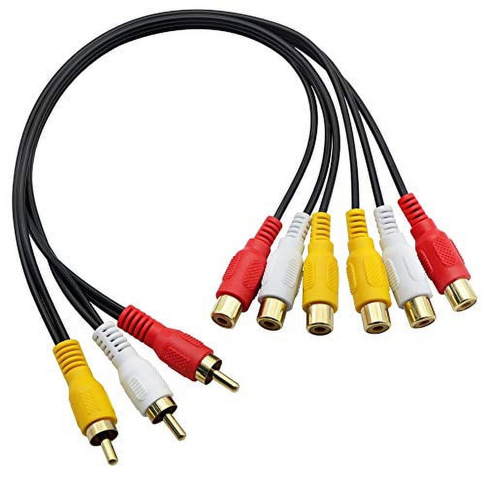 Bekayaa 3 Male to 6 Female RCA Splitter Cable, 0.3 m Shielded Audio ...