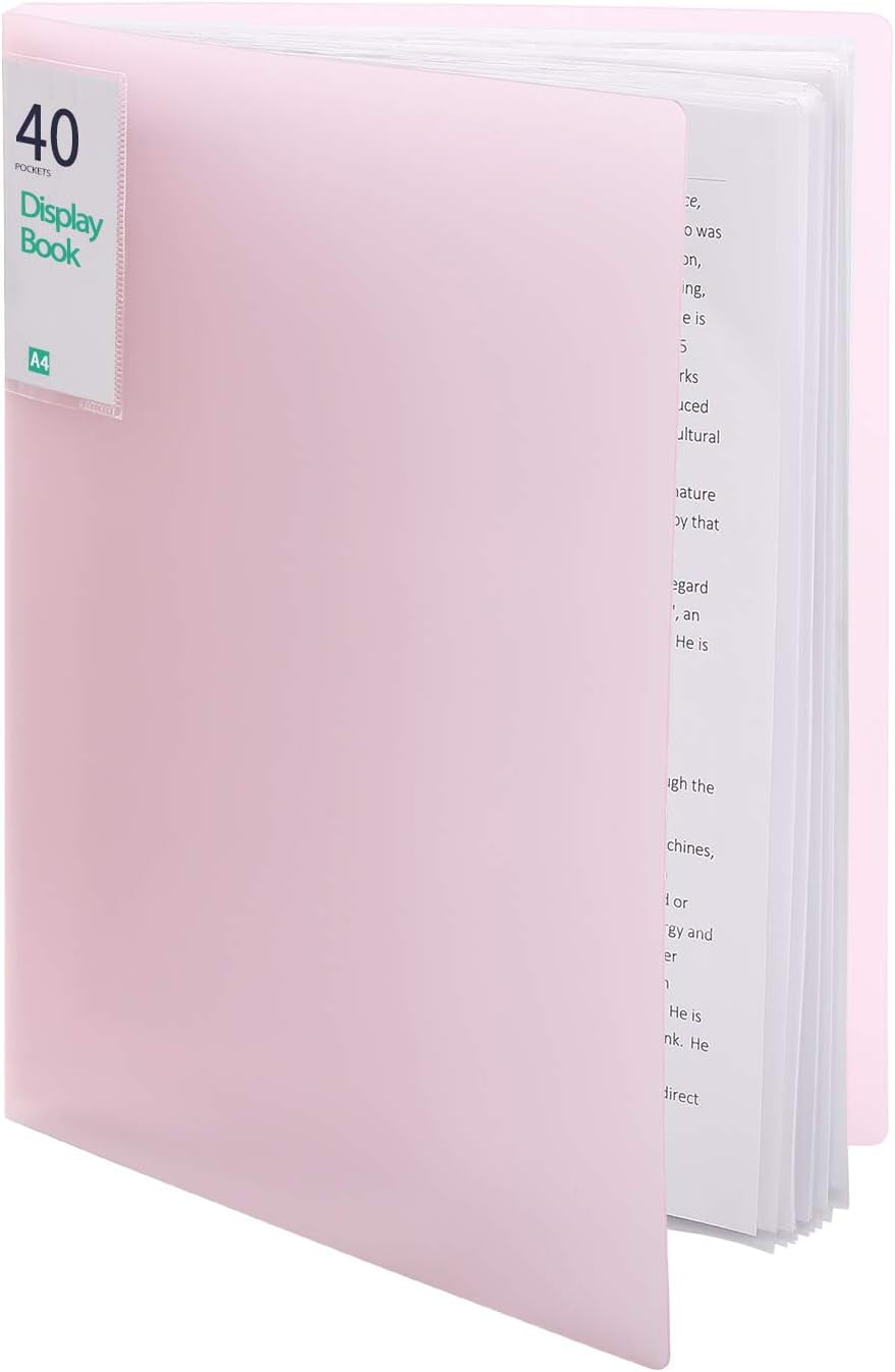 Bekayaa 40-Pocket Clear Plastic Sleeve Binder, Art & Document Organizer ...