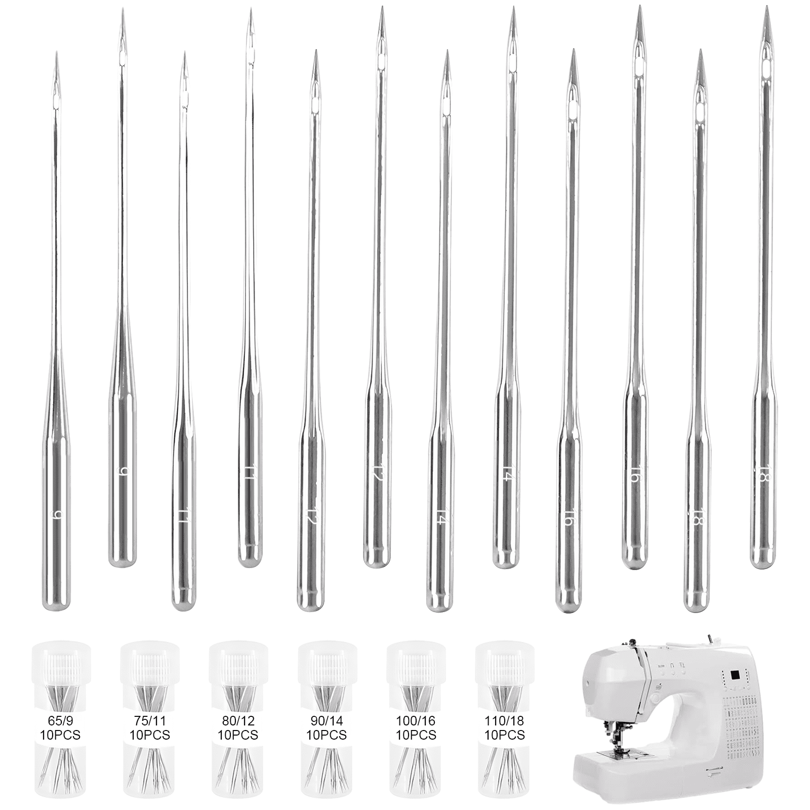 Bekayaa 60 Sewing Machine Needles, 6 Sizes Universal Sewing Machine ...