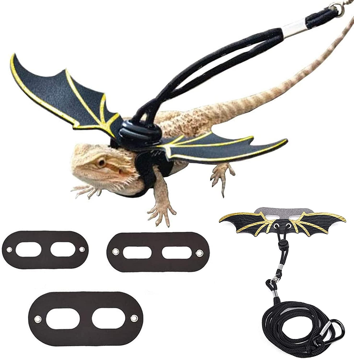 Bekayaa Bearded Dragon Lizard Leash Harness - 3 Size Pack Dinosaur Wing ...