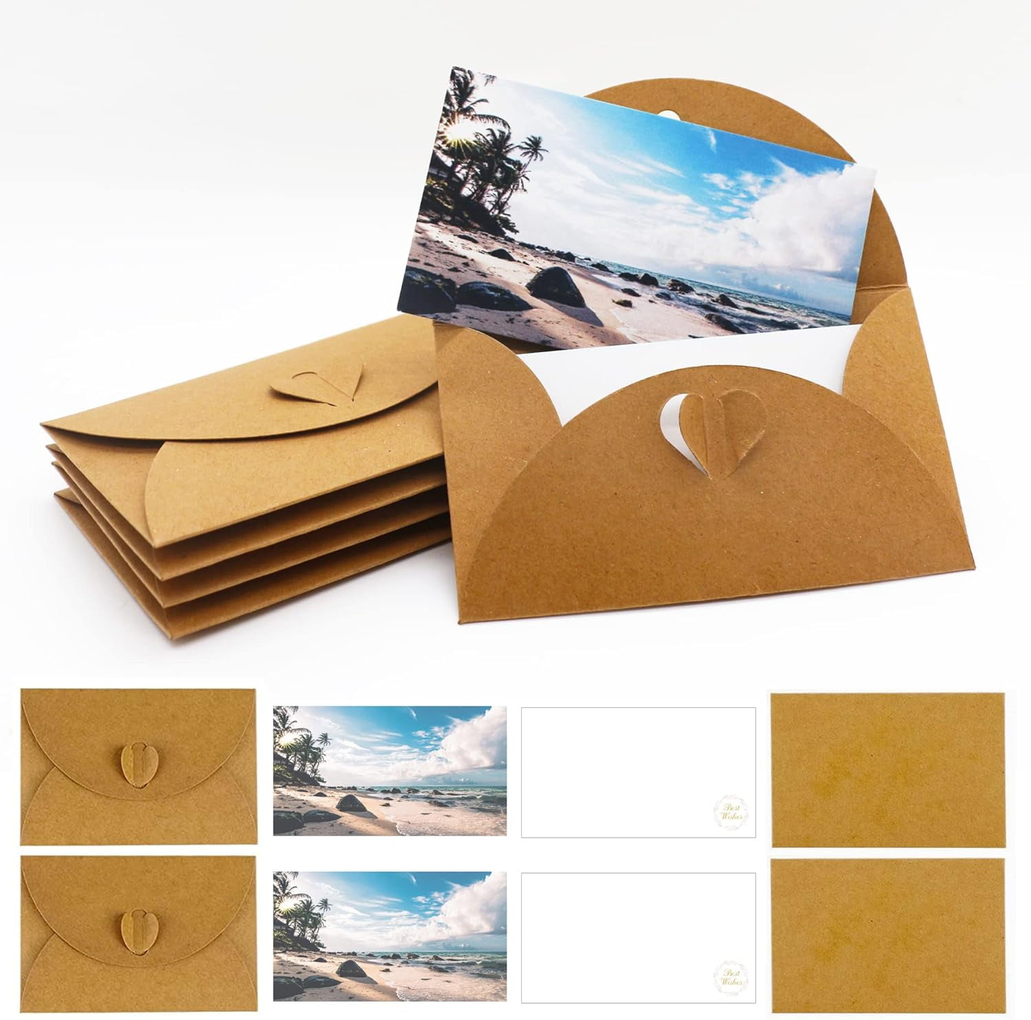 Bekayaa Kraft Paper Envelopes, Pack of 30 Cards and 30PCS Envelopes for ...