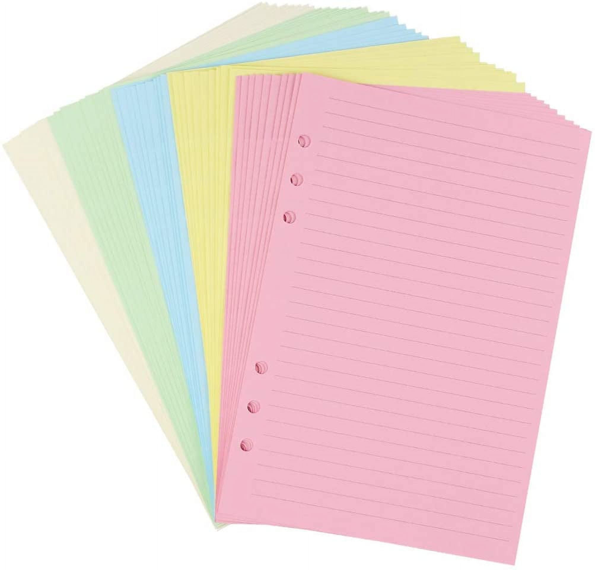 Bekayaa Loose Leaf Paper, A5 Colorful 6-Hole Punched Ruled Refills ...