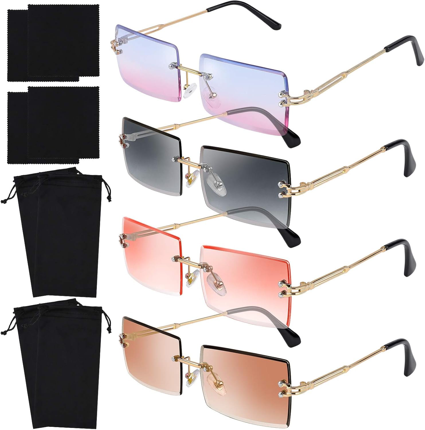 Bekayaa Narrow Rectangle Sunglasses Womens Mens Retro 80s 90s Skinny ...