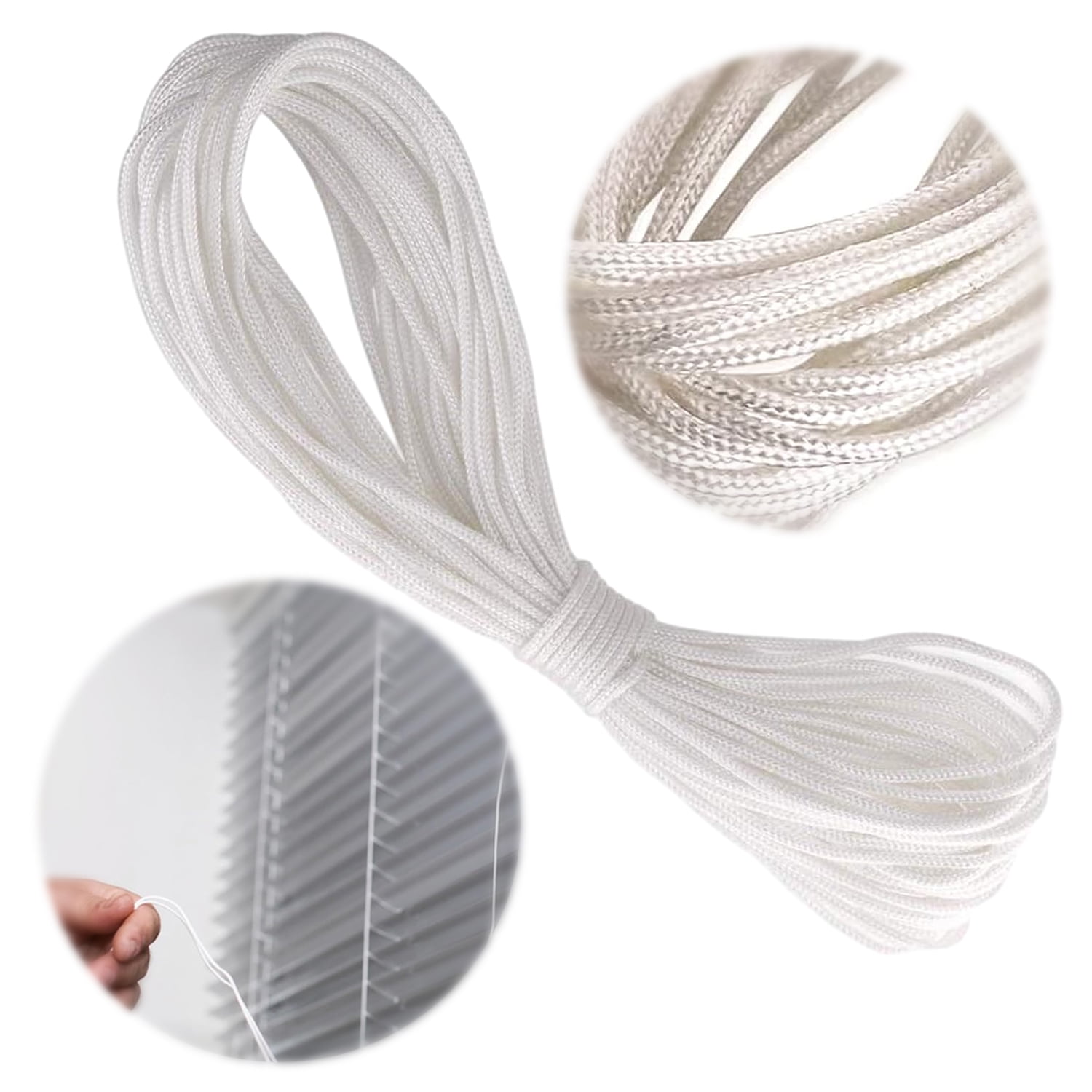 Bekayaa 20m x 4mm Braided White Nylon Rope, Strong and Durable, for ...