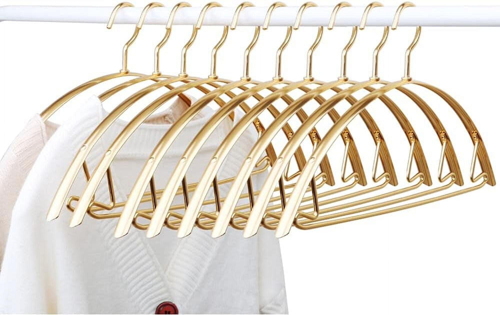 Bekayaa Space-Saving Gold Metal Hangers, Non-Slip for Coats & Pants, 10 ...