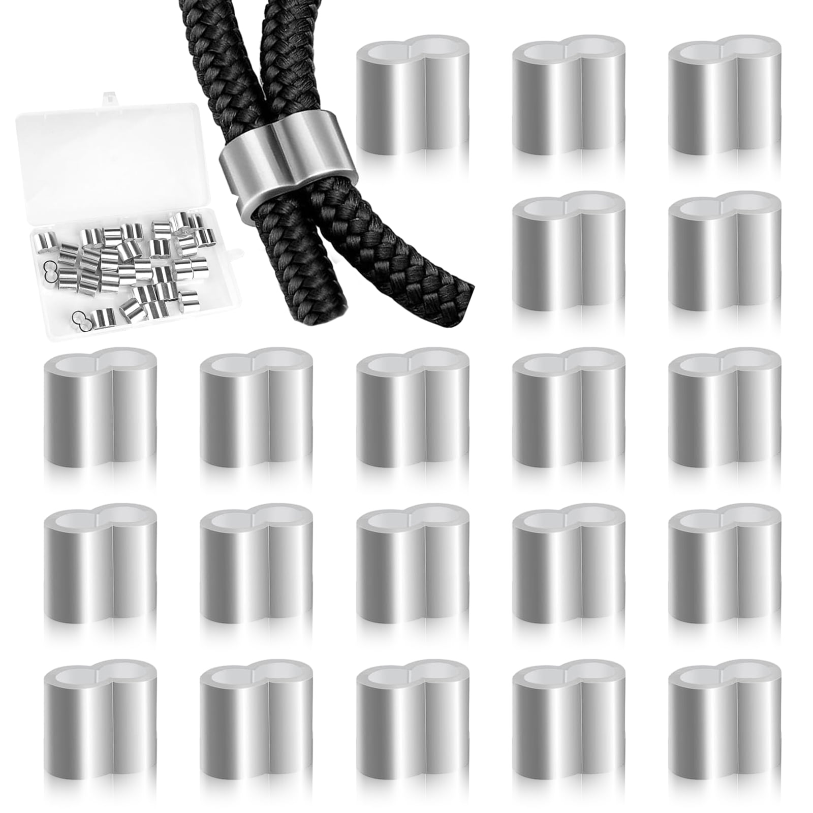 Bekayaa Wire Rope Sleeve, Aluminum Crimp Loop Preformed Choke Clamps Rope Clamp, Press Sleeves ...