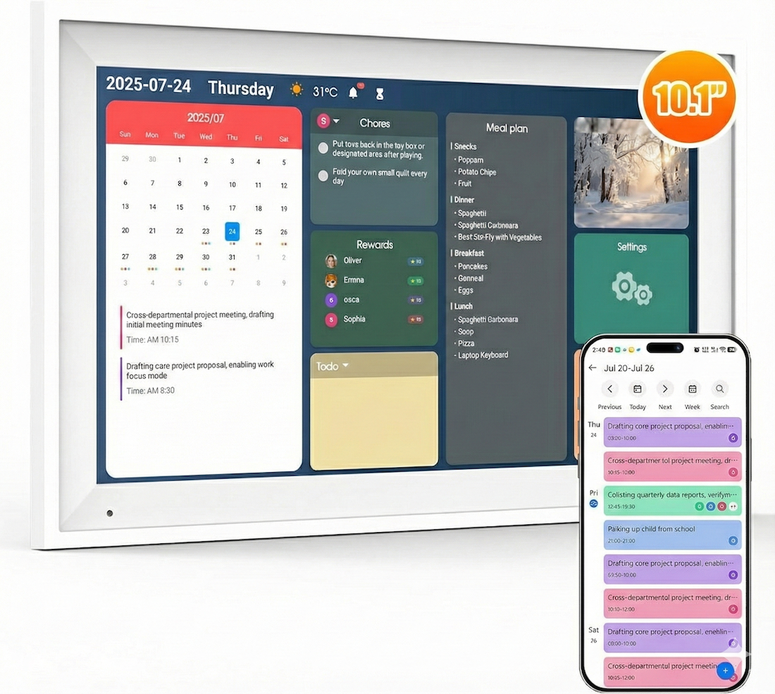 BekinTek Digital Calendar 15.6 Inch Smart Calendar & Chore Chart, 1920* ...