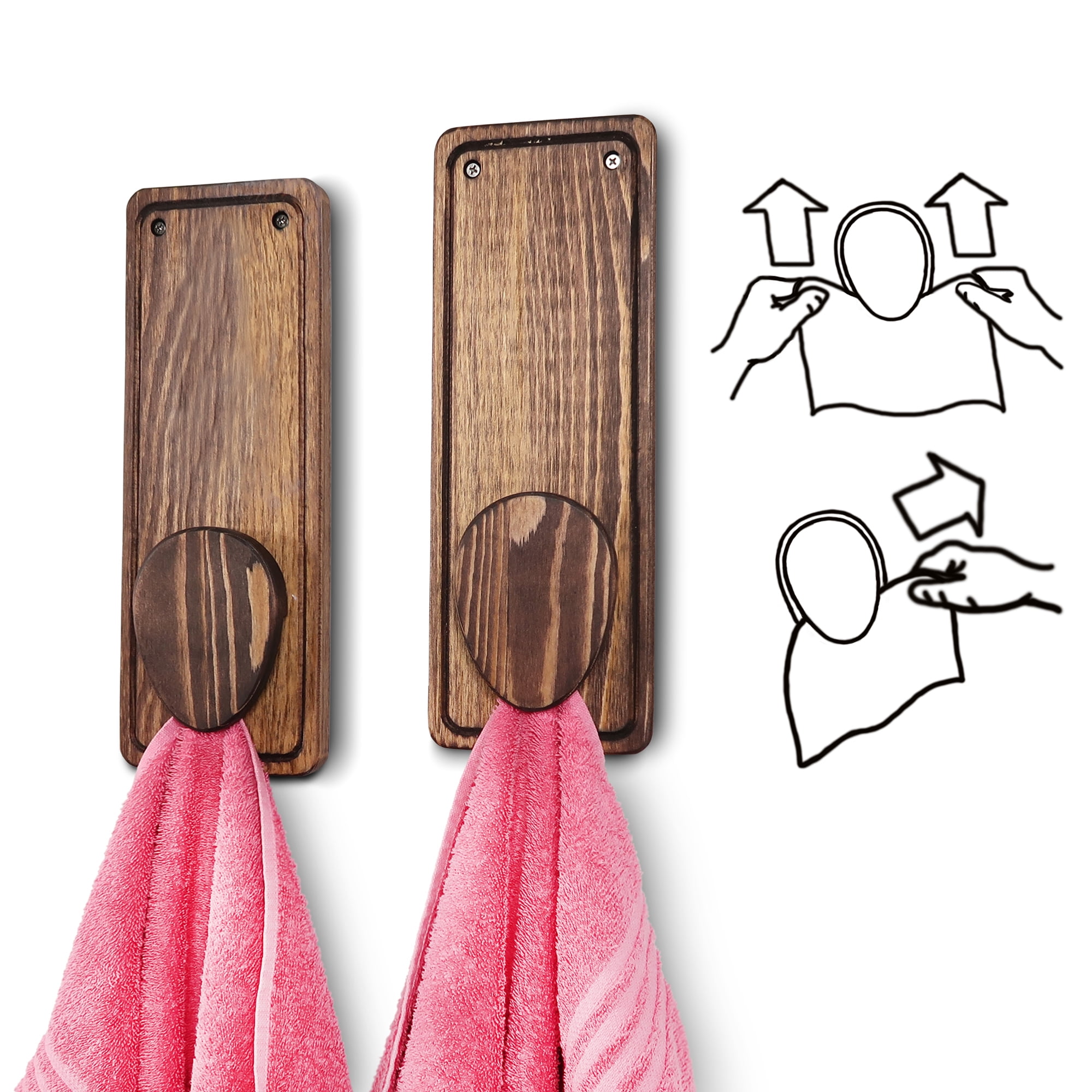 Bekitchen Wooden Kitchen Towel Hook, Wall Mounted Kitchen Towel Holder ...
