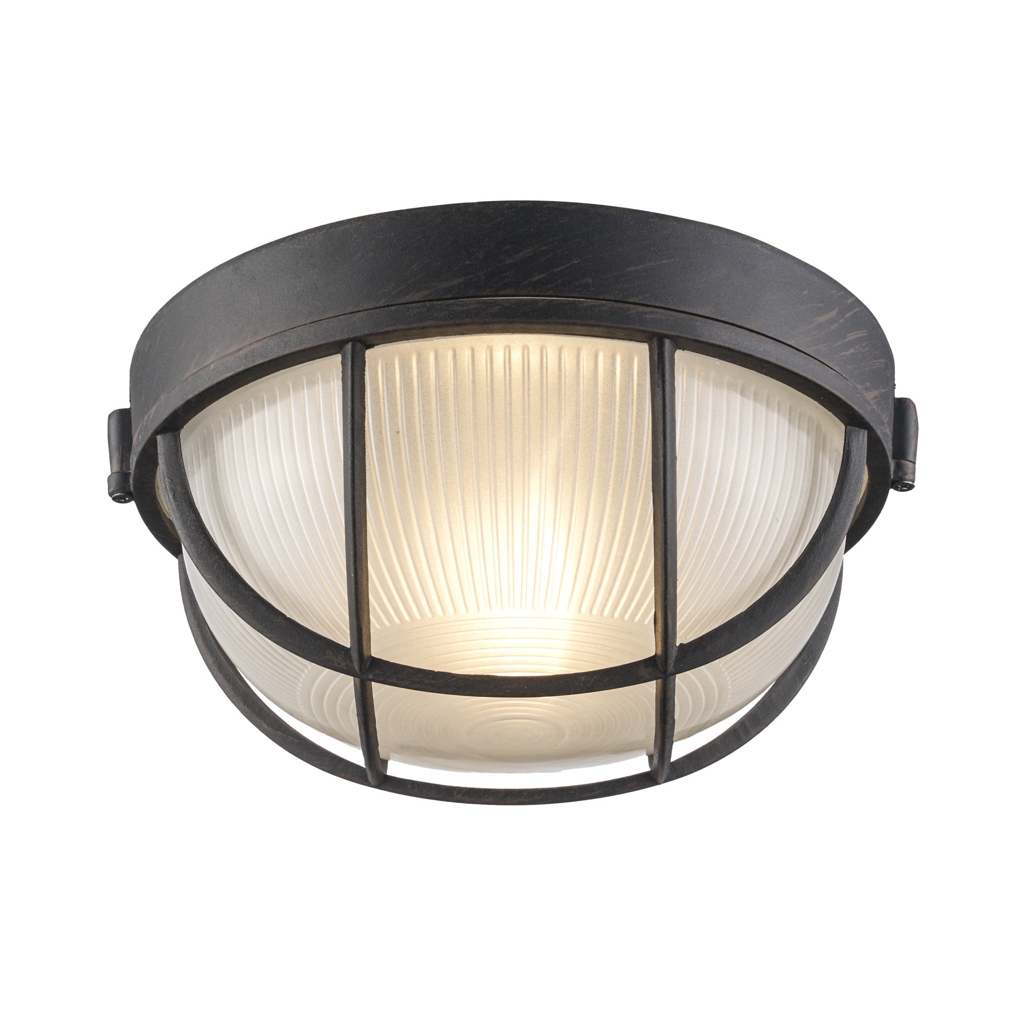 Bel Air Lighting Aria 10 in. 1-Light Rust Round Bulkhead Outdoor Wall ...