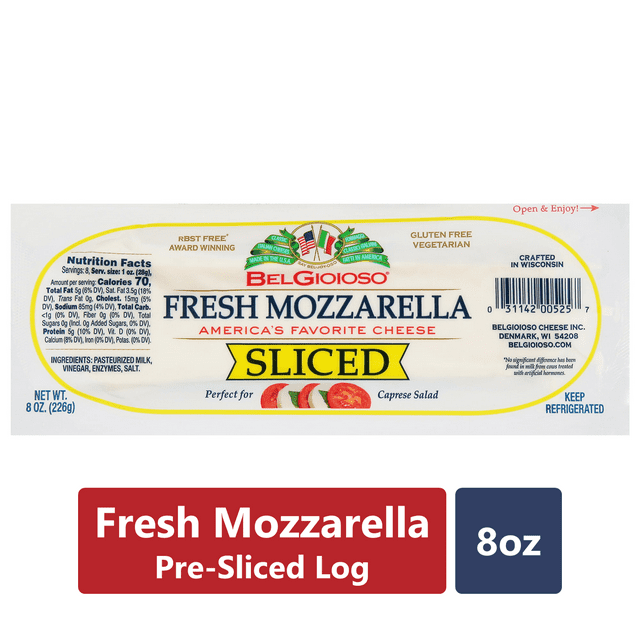 BelGioioso Fresh Mozzarella Sliced Log, 8 oz Refrigerated Plastic ...