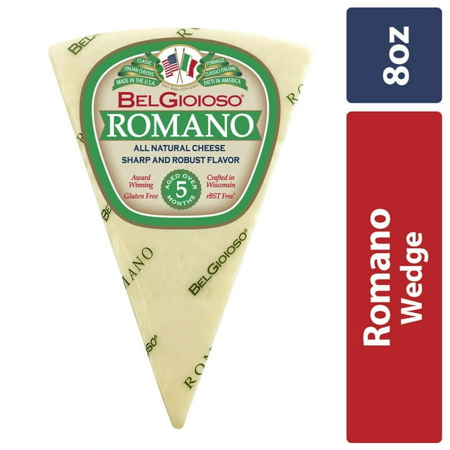 BelGioioso Romano Cheese Wedge, Specialty Hard Cheese, 8 oz ...