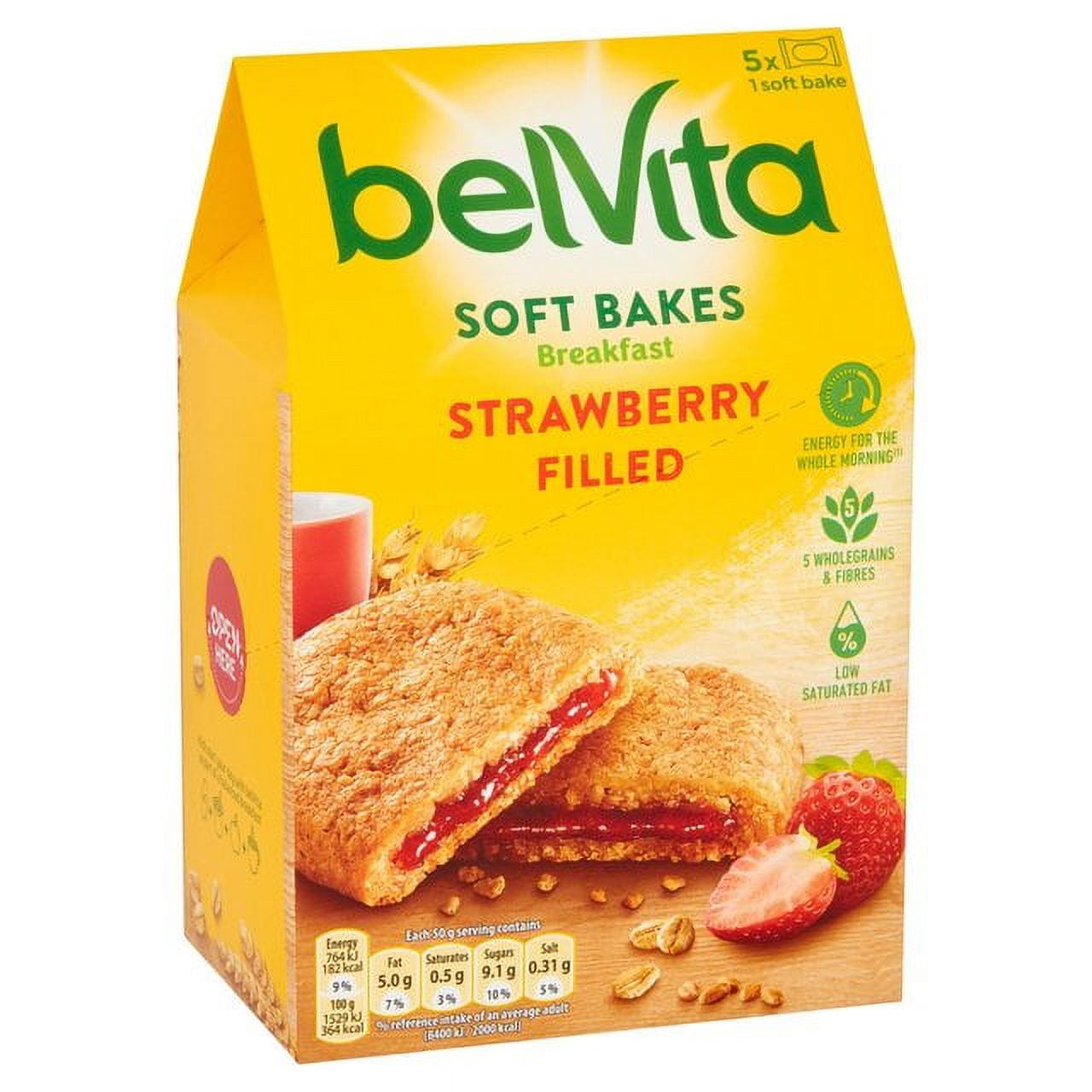 BelVita Sweet Breakfast Biscuits Soft Bakes Strawberry Filled, 5 x 50g ...