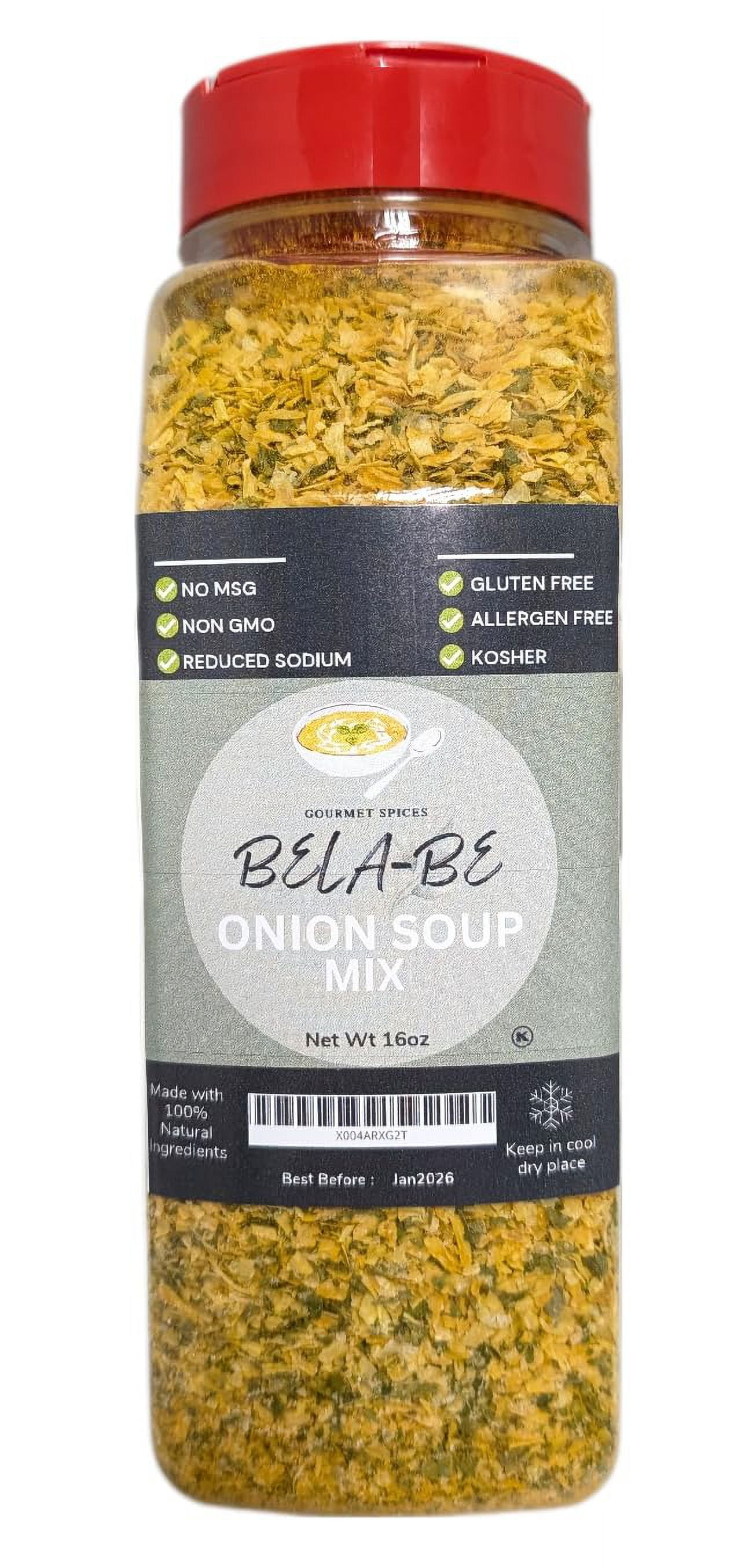 Bela-Be Onion Soup Mix, KEF16 No MSG, Reduced Sodium, Kosher, Onion ...