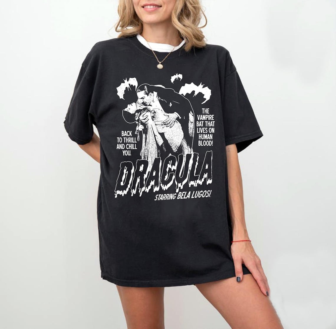 Bela Lugosi Dracula With Bats Graphic Tshirt, Retro Horror Movie T ...