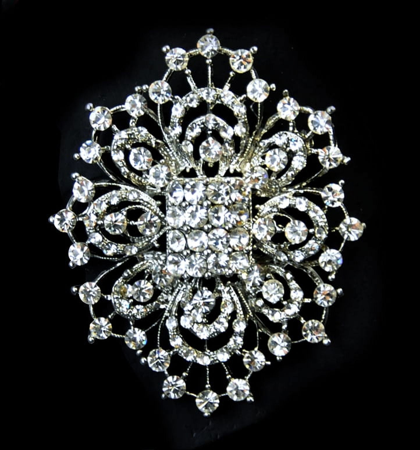 Belagio Rhinestone Metal Brooch, Oval, Silver- Sewing Fasteners ...