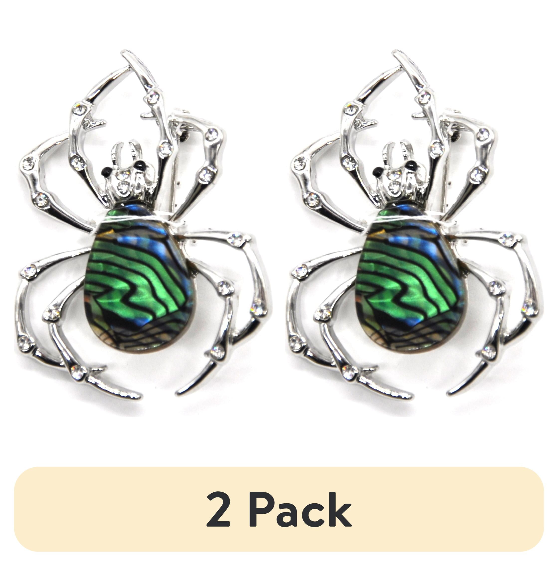 (2 pack) Belagio Rhinestone Spider Brooch, Iridescent Green, Sewing ...