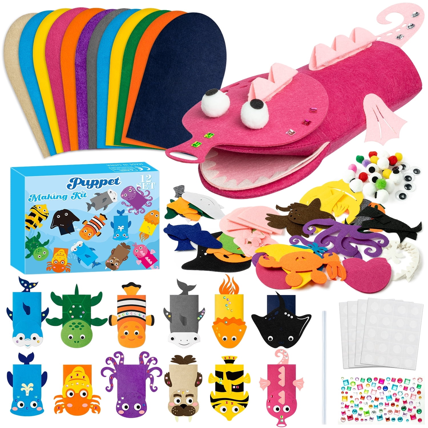 Belanttega 12Pcs Marine Animal Hand Puppet Gift Box Family Interactive ...