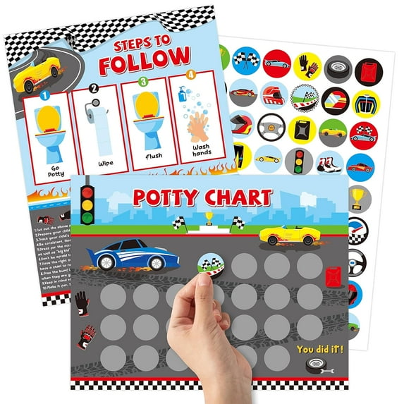 Belanttega 15Pcs Racing Car Potty Training Chart for Toddlers - Toilet ...