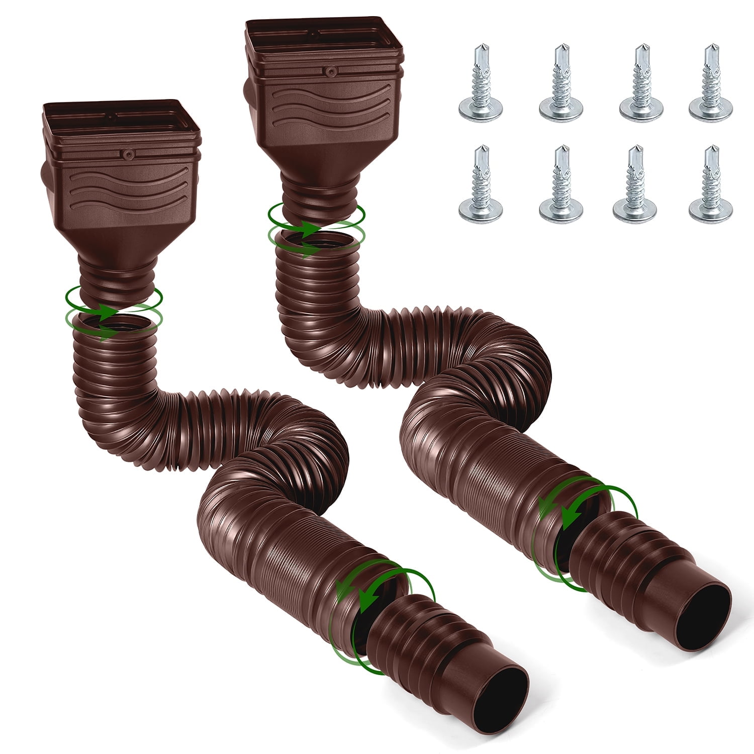 Belanttega 2-Pack Brown Adjustable Rain Gutter Extension Pipes Outdoor ...