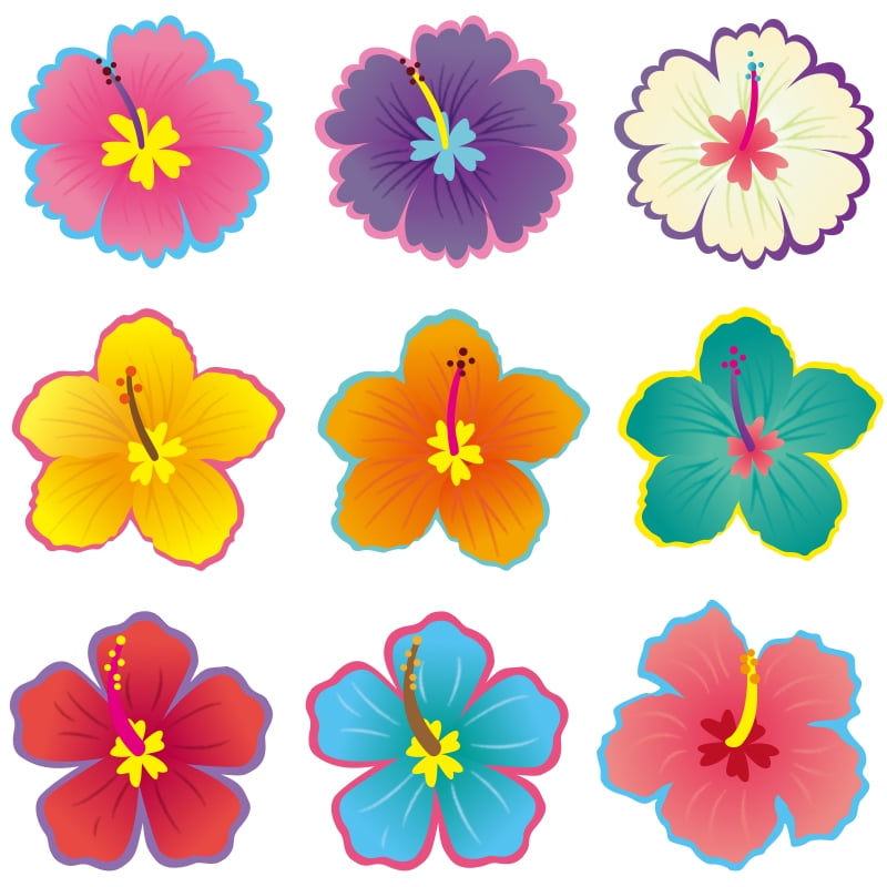 Belanttega 45 Pcs Hawaiian Themed Flower Back to School Luau Hibiscus ...