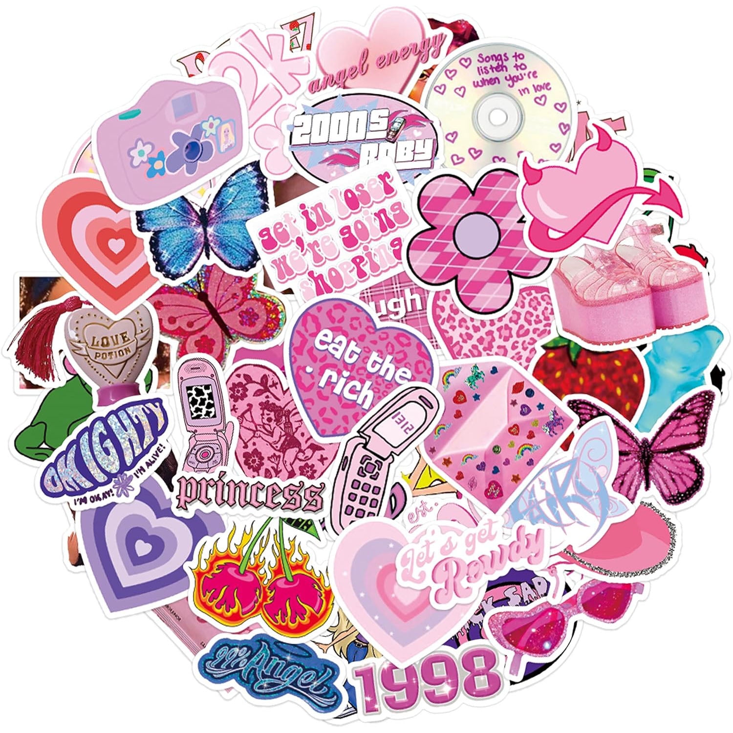 Belanttega 52Pcs Nostalgic Y2K Stickers Pack Retro Designs Playful ...