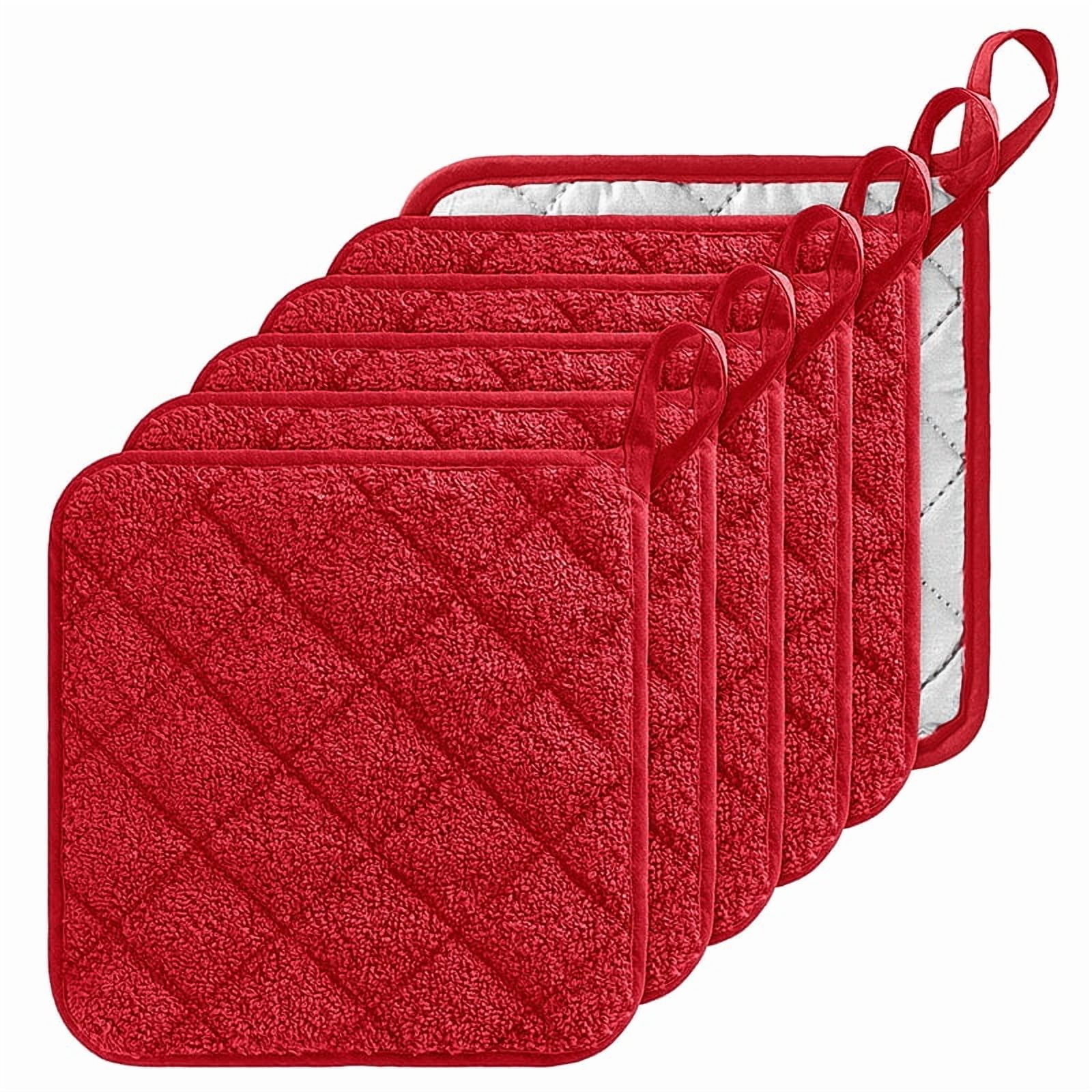 Belanttega 6Pcs Red Square Pot Holder Small Cotton Heat Insulation Pad ...