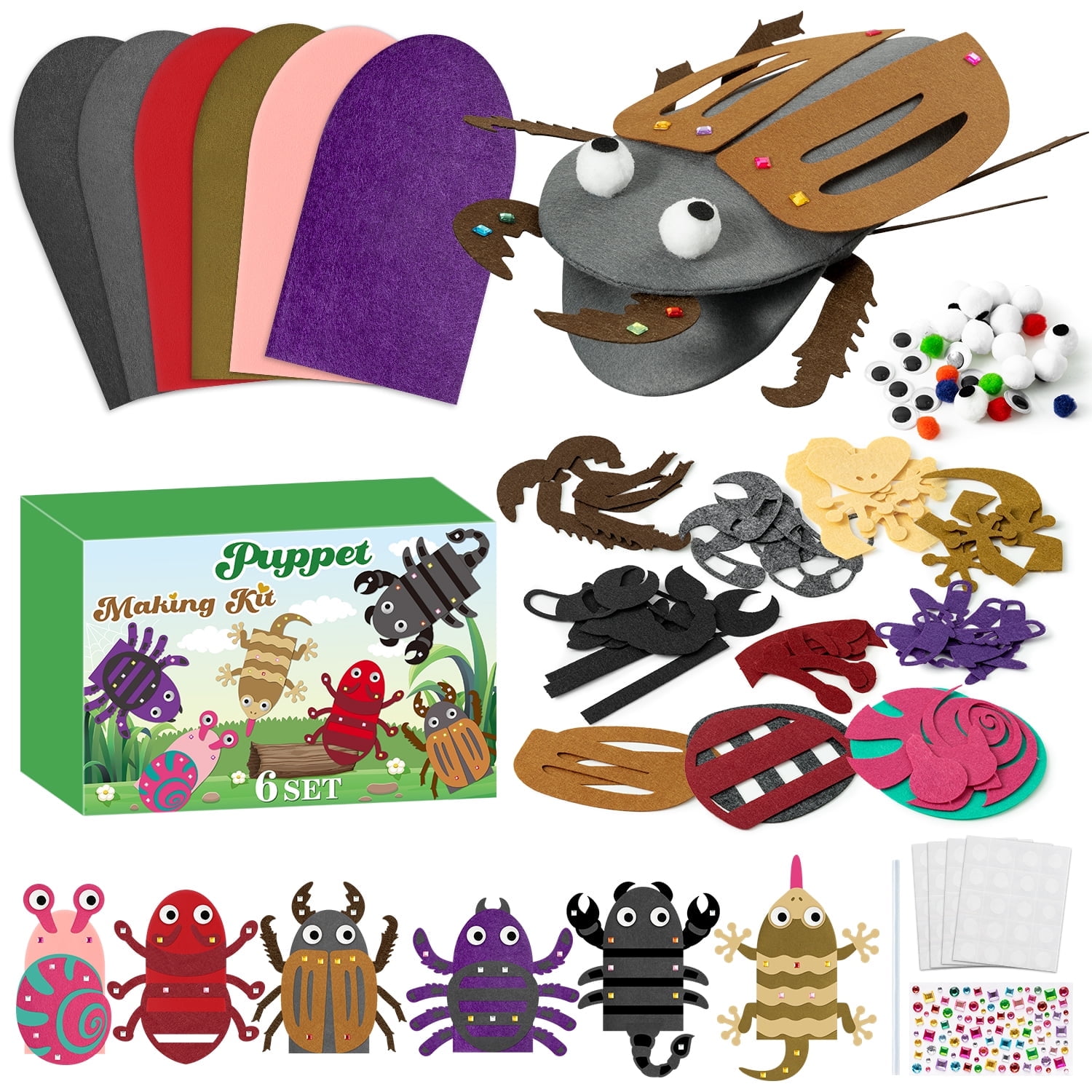 Belanttega 6sets Insects Puppet Making Kit Scorpion Gecko Spider Snail Ant Beetle Make Your Own ...