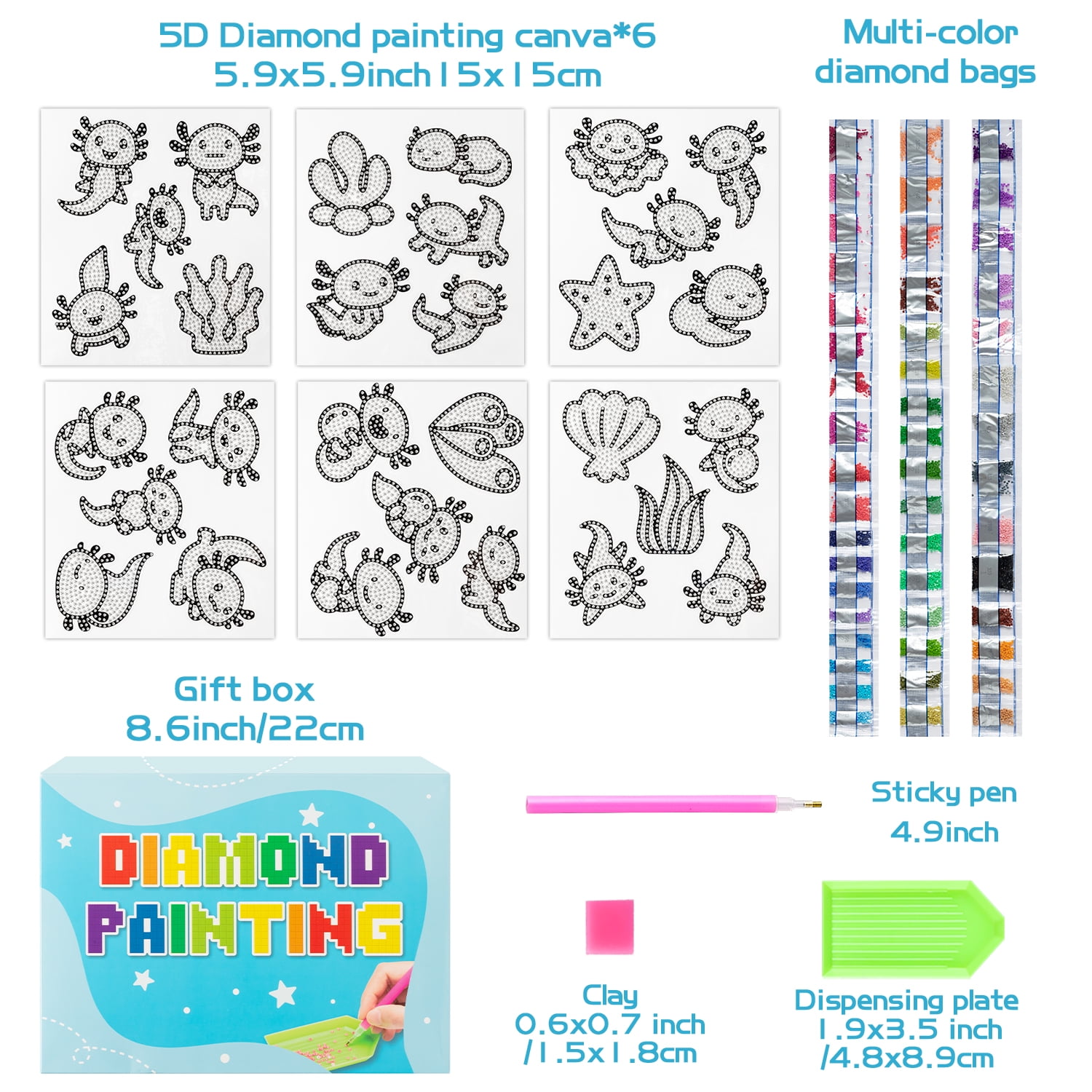 Belanttega Axolotl DIY Diamond Patch Set 30 Pieces - Handmade Art Set ...