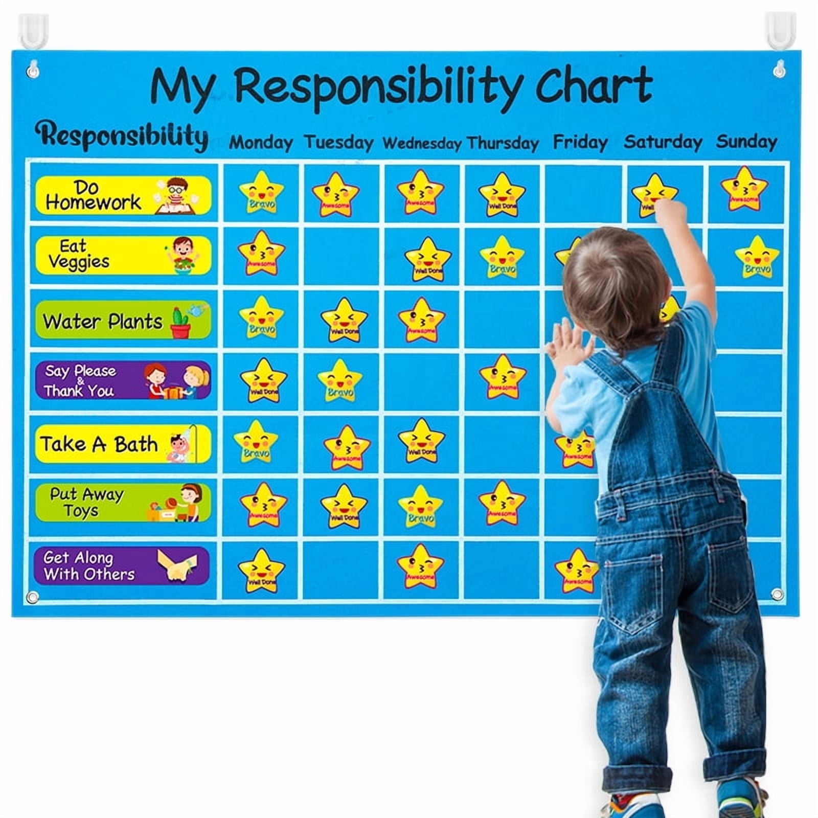 Belanttega My Responsibility Chart Felt Board Wall Hanging Chore 80Pcs ...
