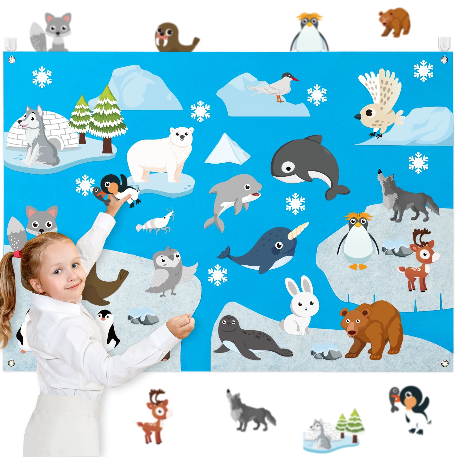 Belanttega Polar Animals Felt Board Story Set Arctic Bear Penguin Whale ...