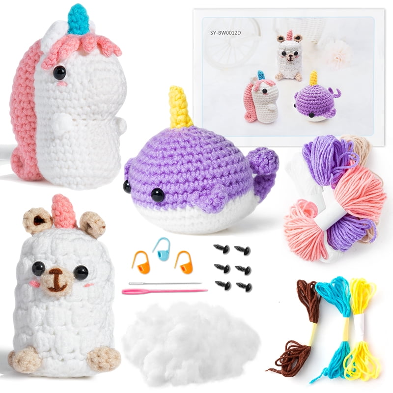 Belanttega Unicorn Cotton Thread Crochet 20 Piece Set DIY Hand-Knitted ...