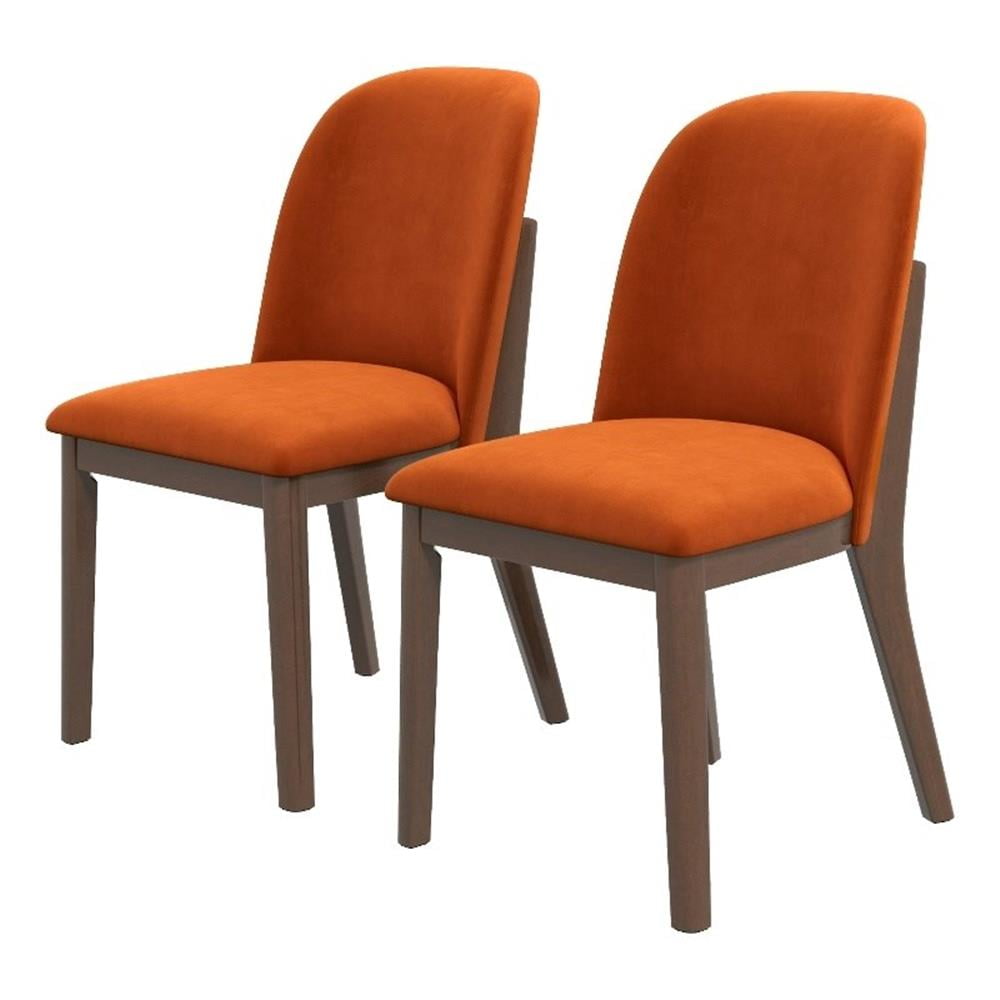 Belar Mid-Century Velvet Dining Chair in Burnt Orange (Set of 2 ...