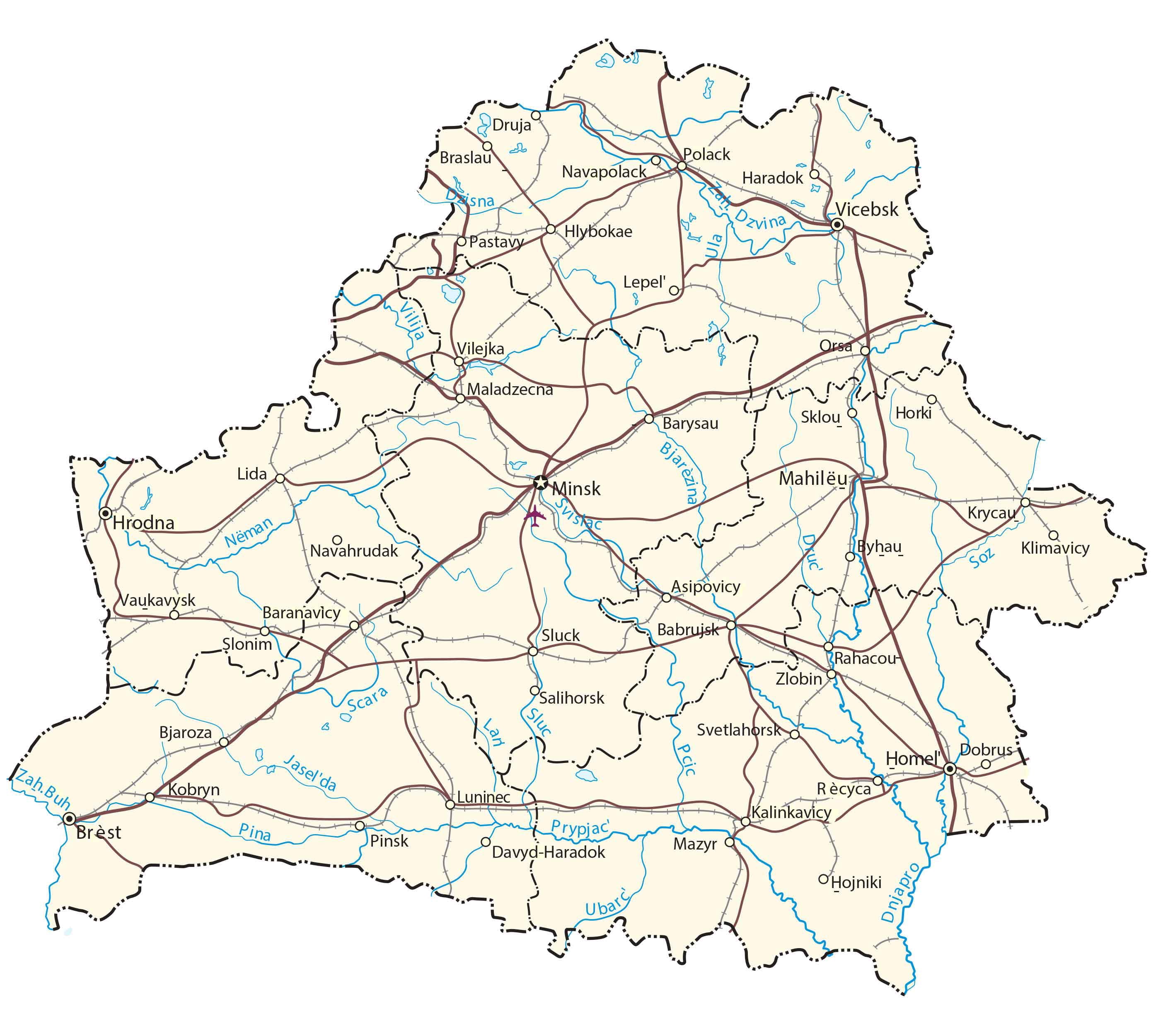 Belarus Road Map GLOSSY POSTER PICTURE PHOTO PRINT BANNER ...