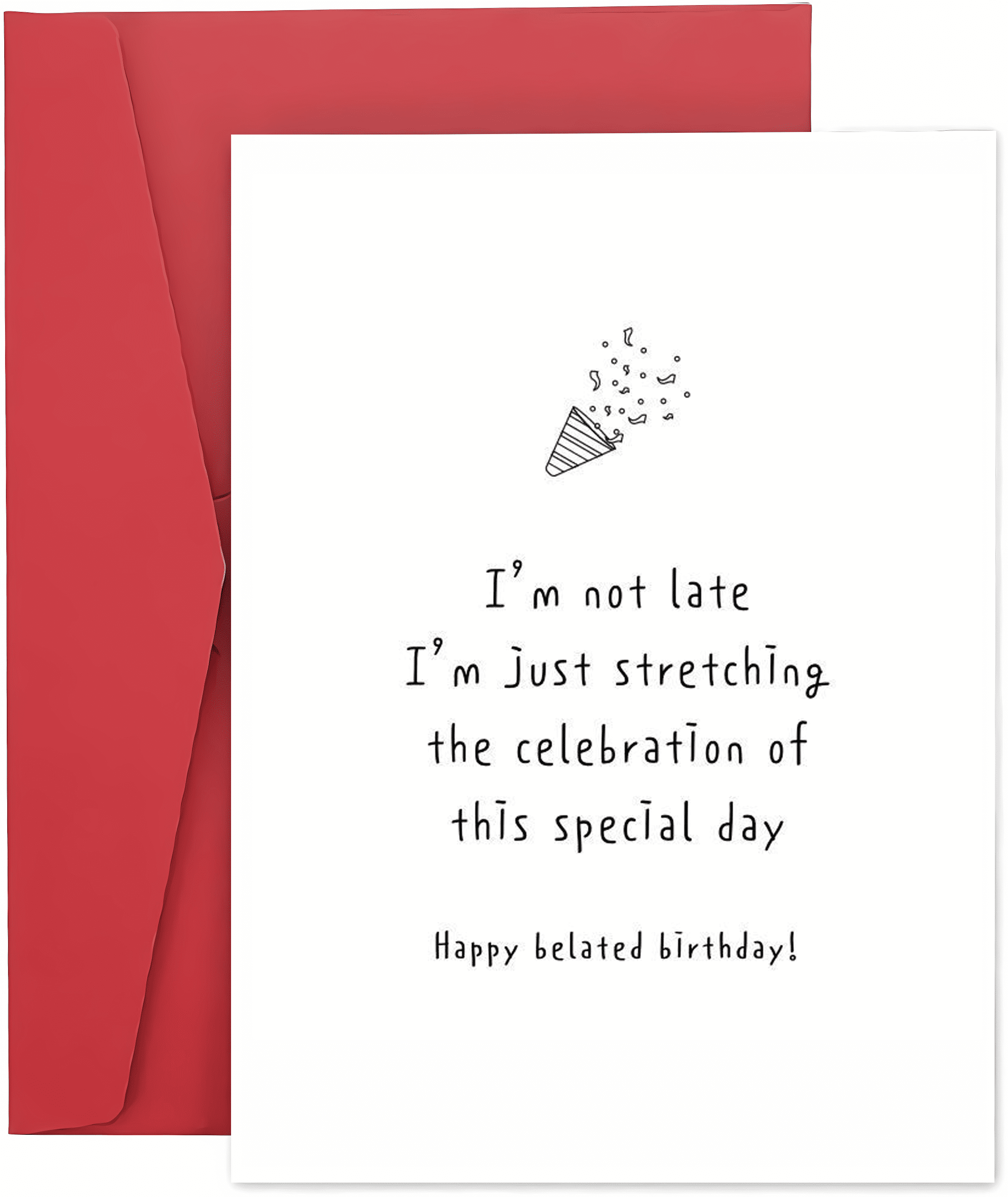 Belated Birthday Card – Funny Design with Party Hat – Perfect for ...