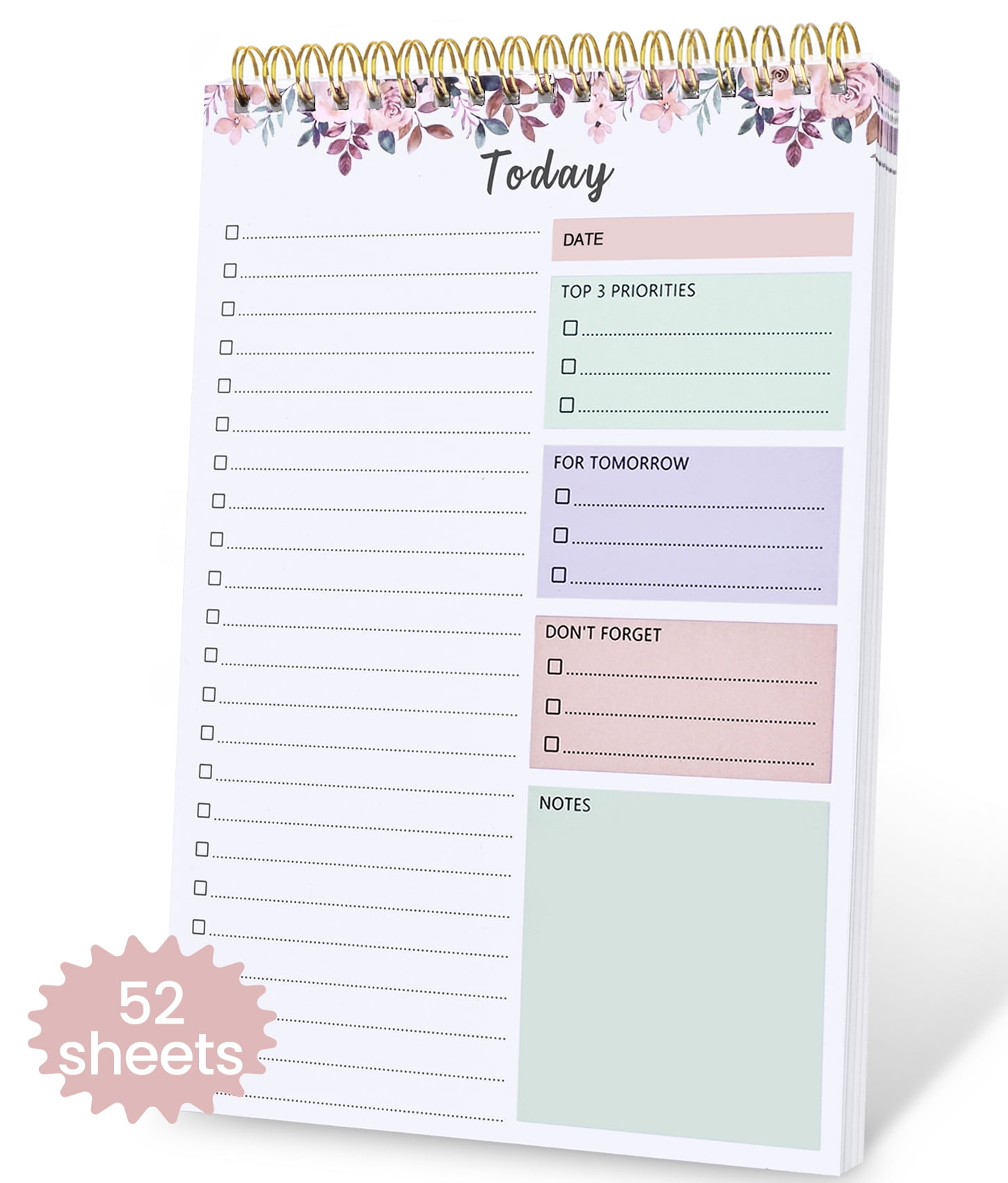 CICPAP Undated Daily To Do List Notepad, Time Management Goal Planner ...
