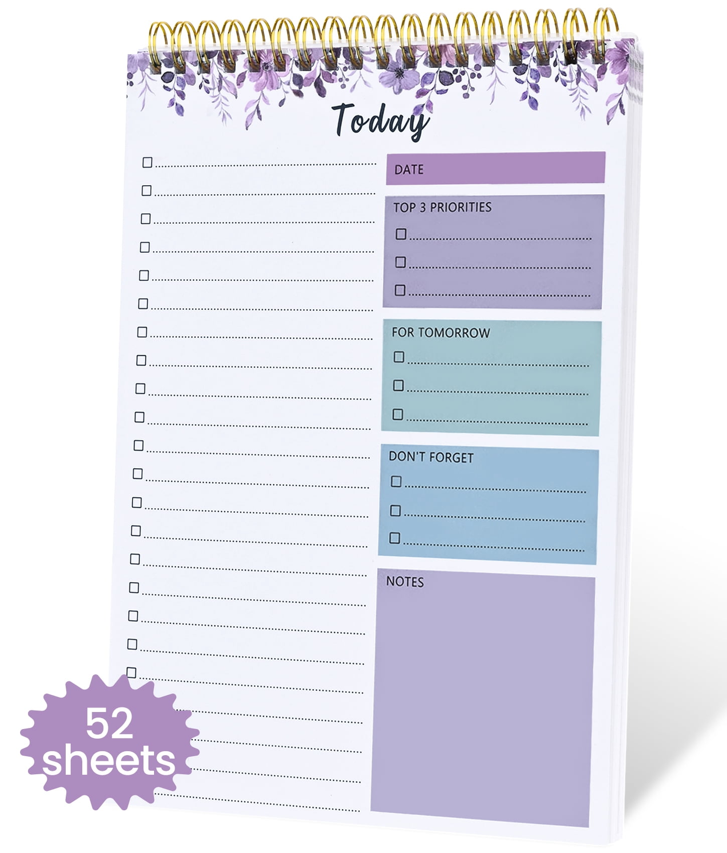 CICPAP Undated Daily To Do List Notepad, Time Management Goal Planner ...