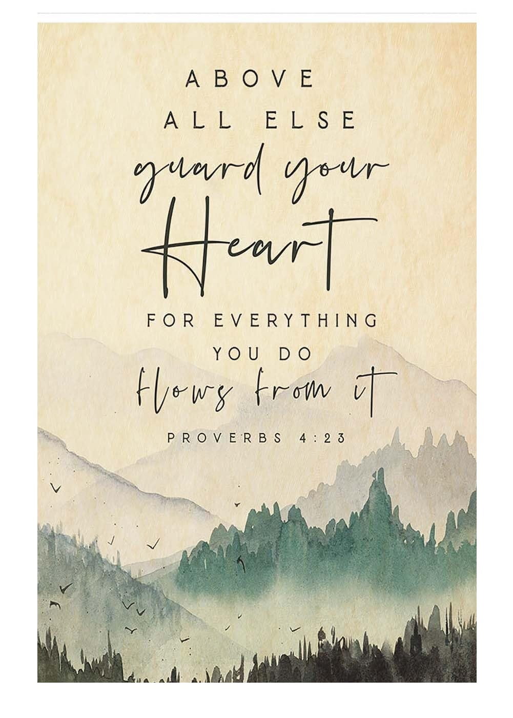 Belceleb Proverbs 4 23 Wall Art Scripture Poster Vintage Bible Verse ...