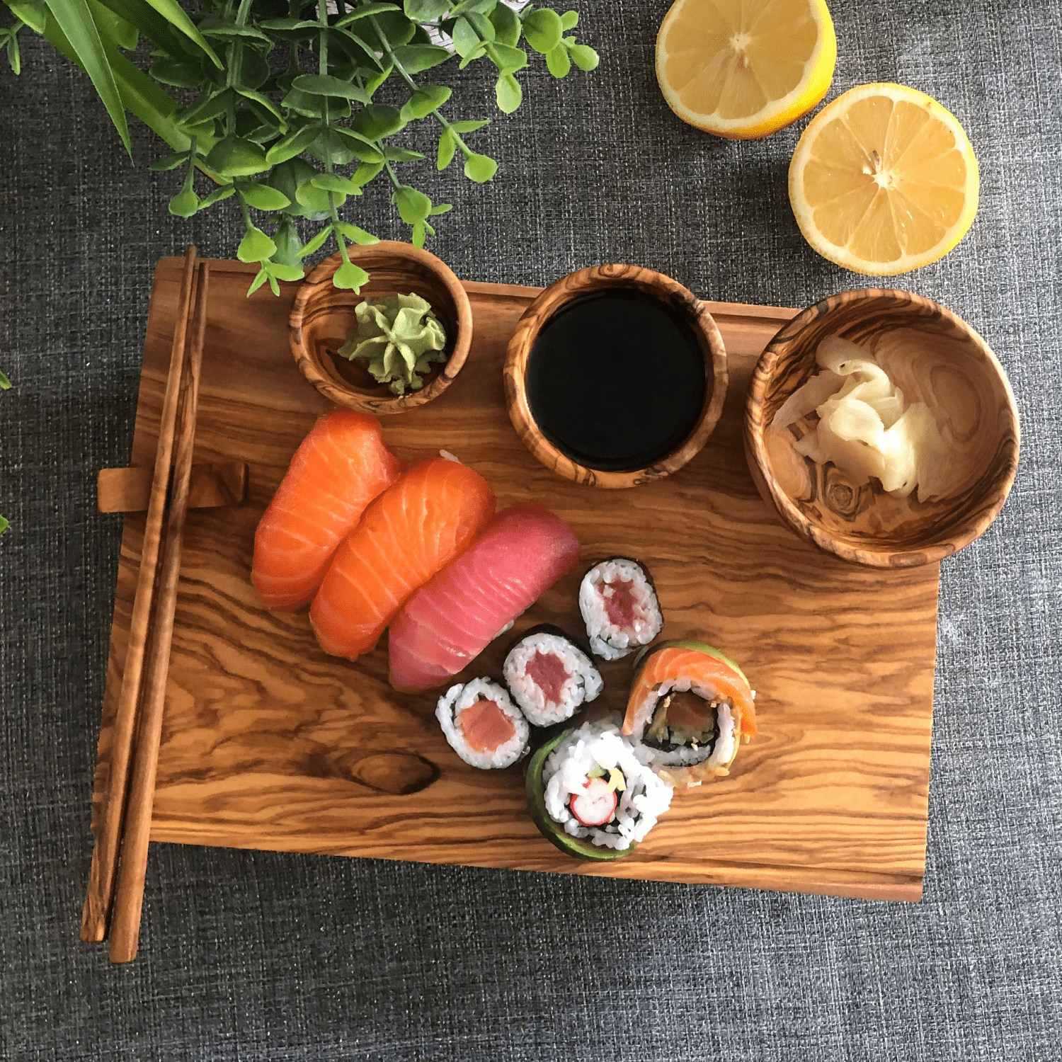 BeldiNest Olive Wood Sushi Tray Set | Sushi Serving Board - Walmart.com
