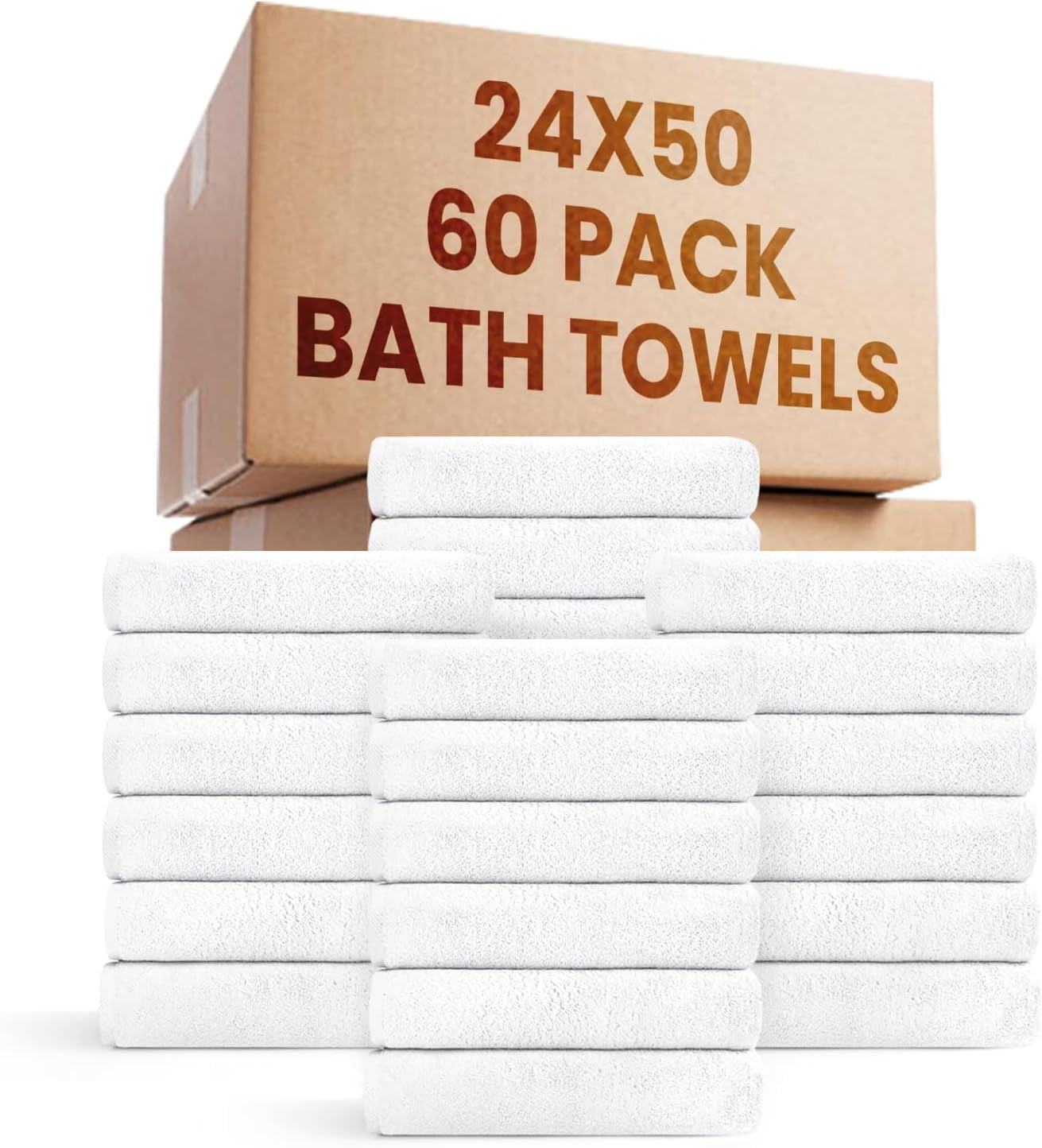 Belem Fast Drying Hotel Towels - Pack of 60 (24x48) White Large Bath ...