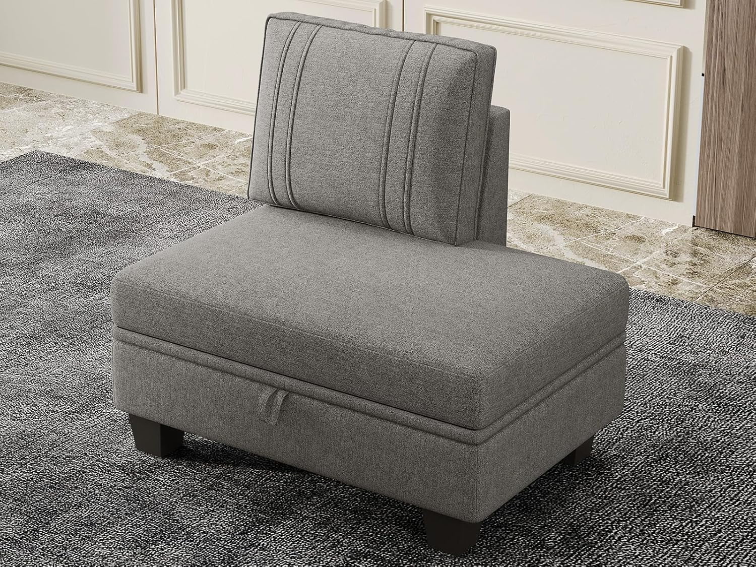 Belffin 34.8 inch Storage Ottoman with Backrest, Upholstered Reversible ...
