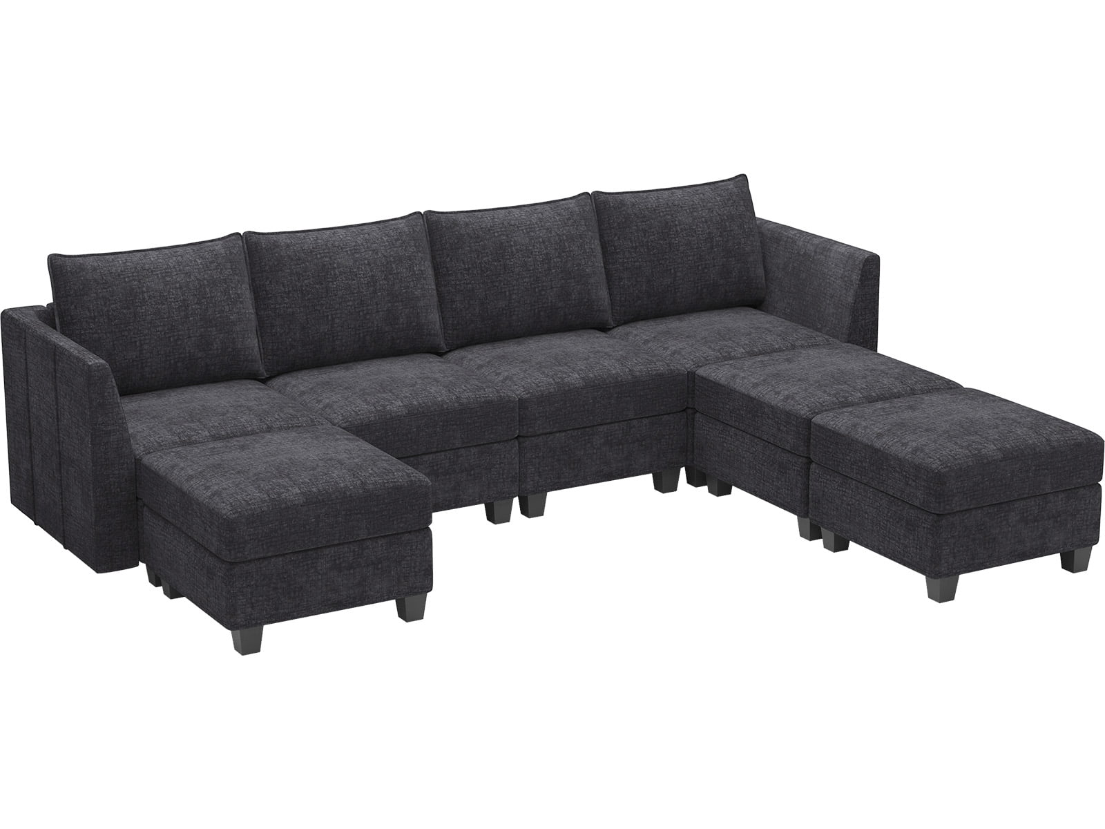 Belffin 7 pieces Chenille Modular Sectional Sofa Sectional Sleeper Sofa Washable Cushion with ...