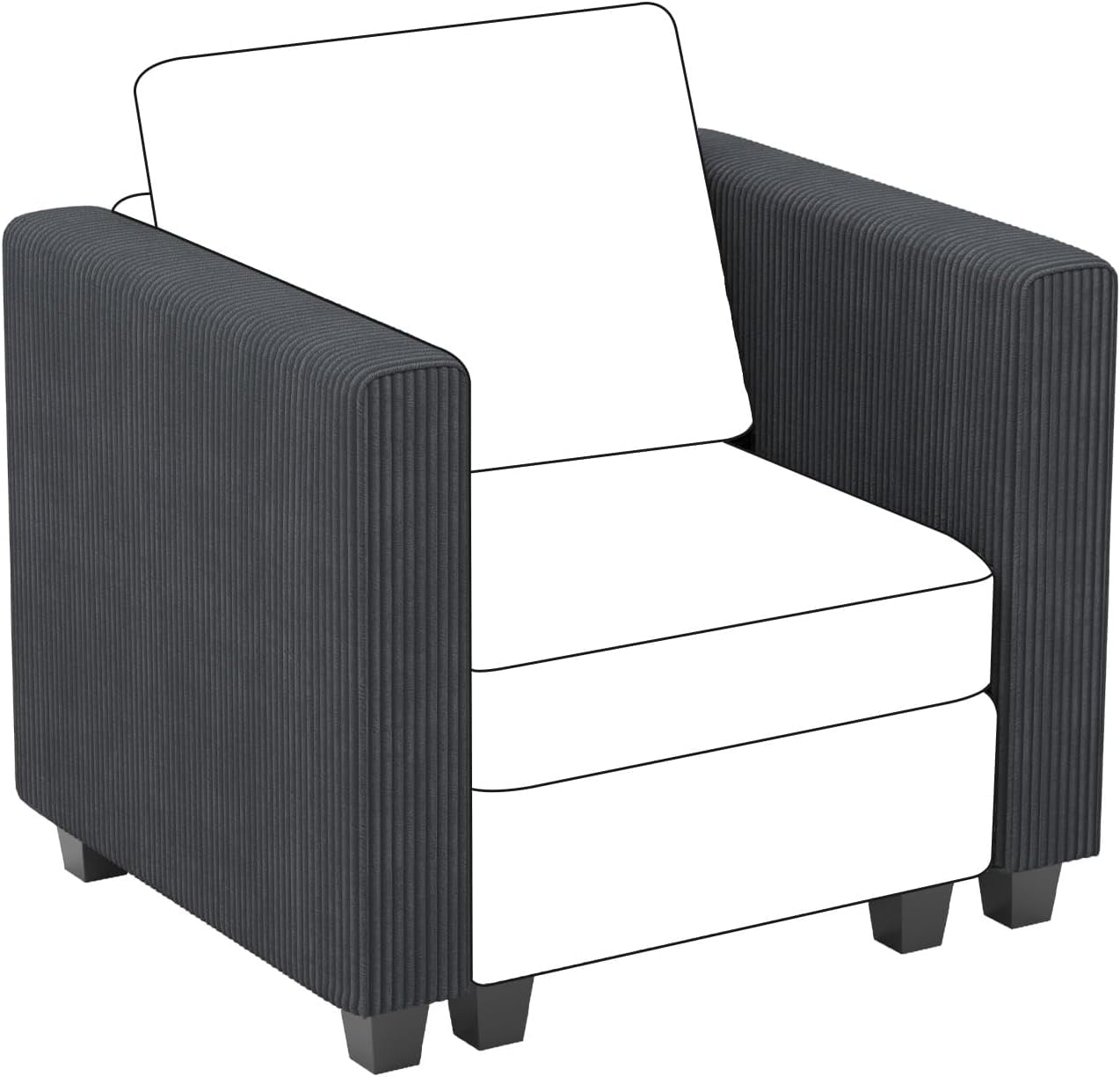 Belffin Corduroy Armrests Modular Sectional Couch Module Parts ...