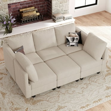 HONBAY Modular Convertible Sleeper Sofa Bed with Storage Ottomans for ...