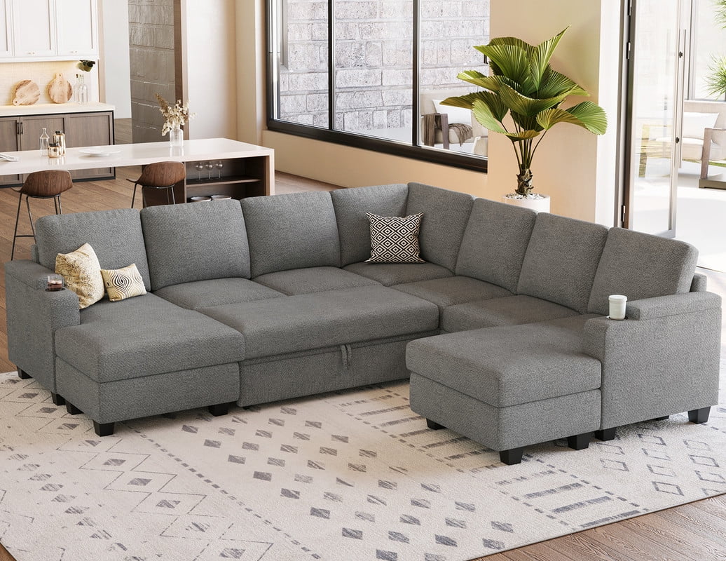 Belffin D103.8"xW103.8"xH36.4" Chenille Modular Sofa Sectional Sofa ...